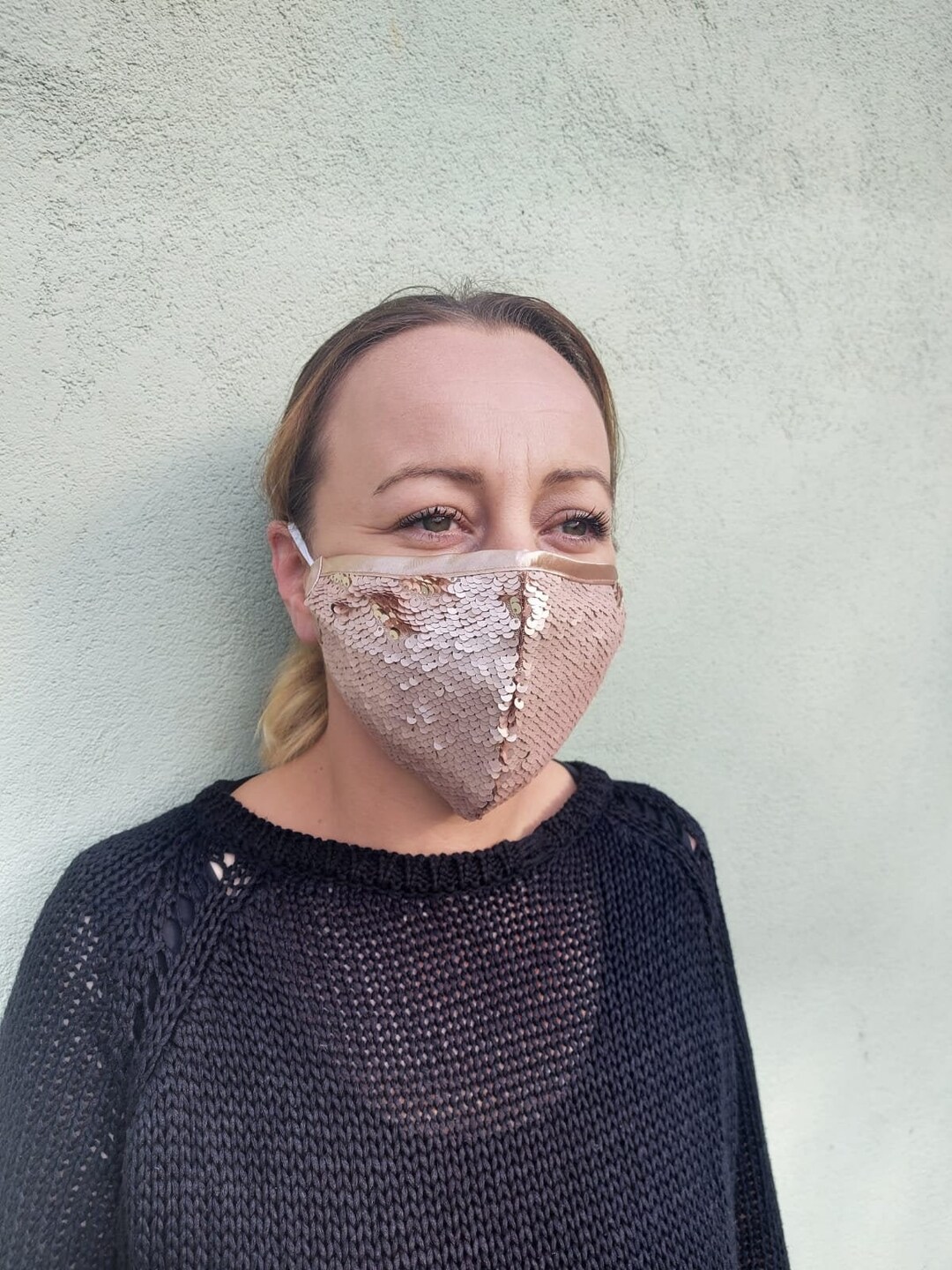 Gold Reversible Sequin Face Mask,bridesmaid Mask,handmade Mask,glamour ...