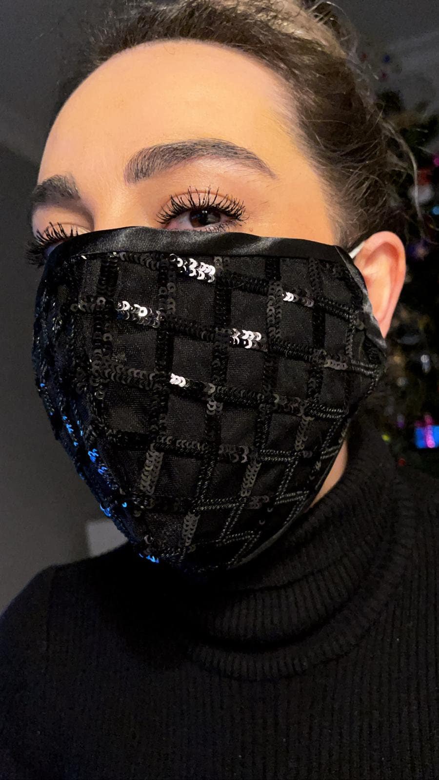 Black Sequin Glitter Mask,handmade Face Mask,glamour Face Cover ...