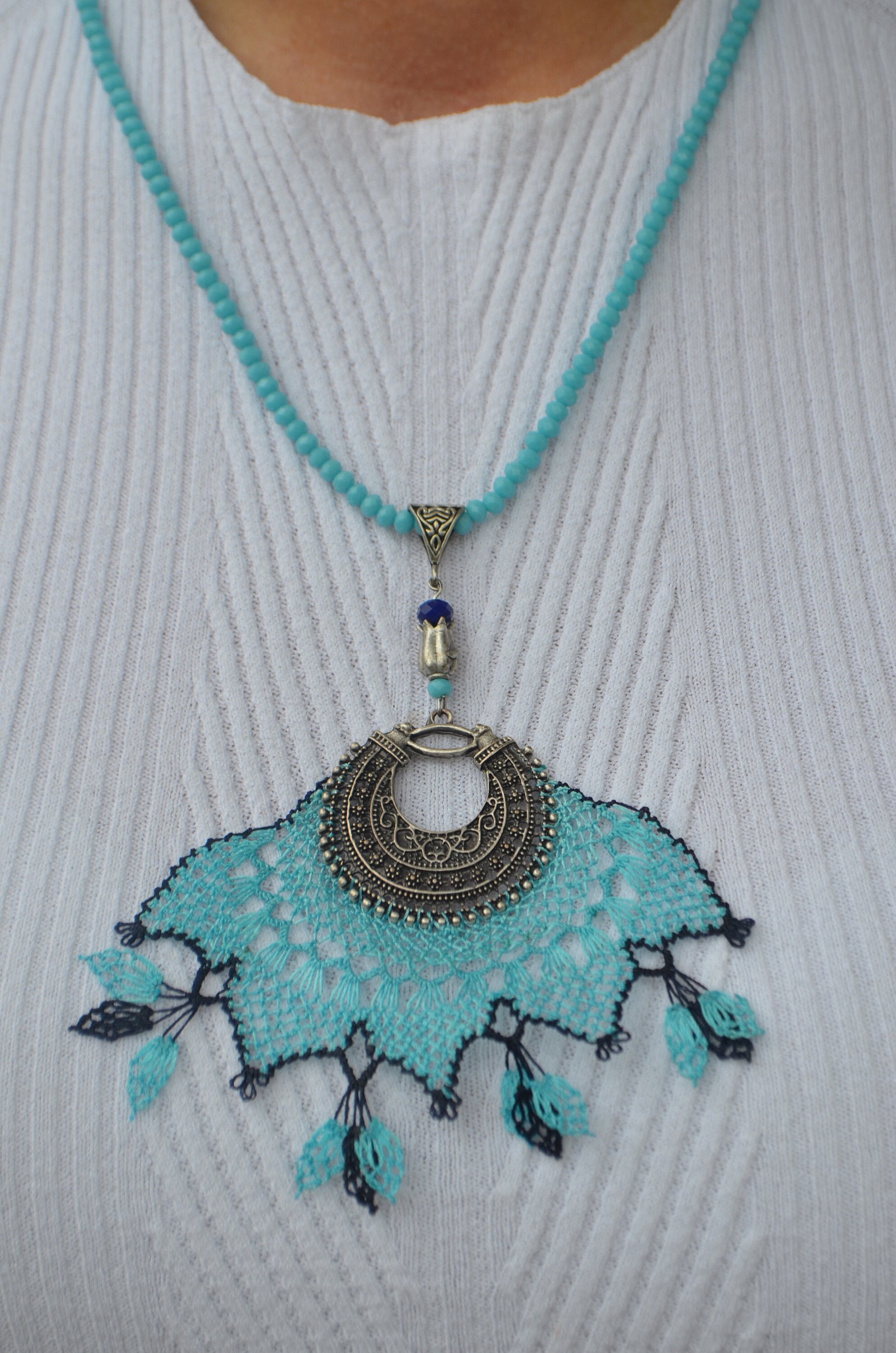 Turquoise Beaded Necklace,turkish Women Necklace,ethnic Necklace ...