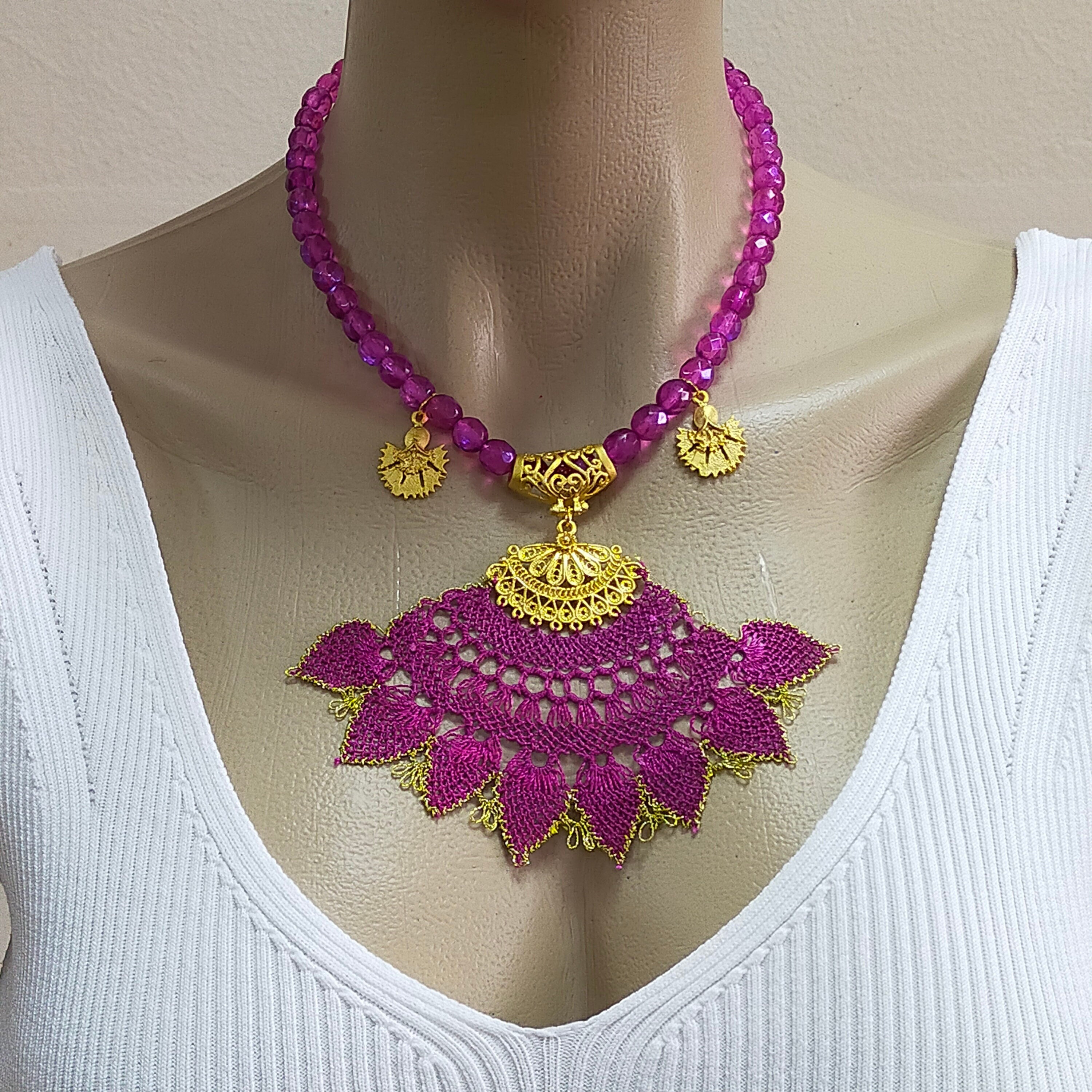 Turkish Needle Lace Necklace,ethnic Necklace,tribal Necklace ...