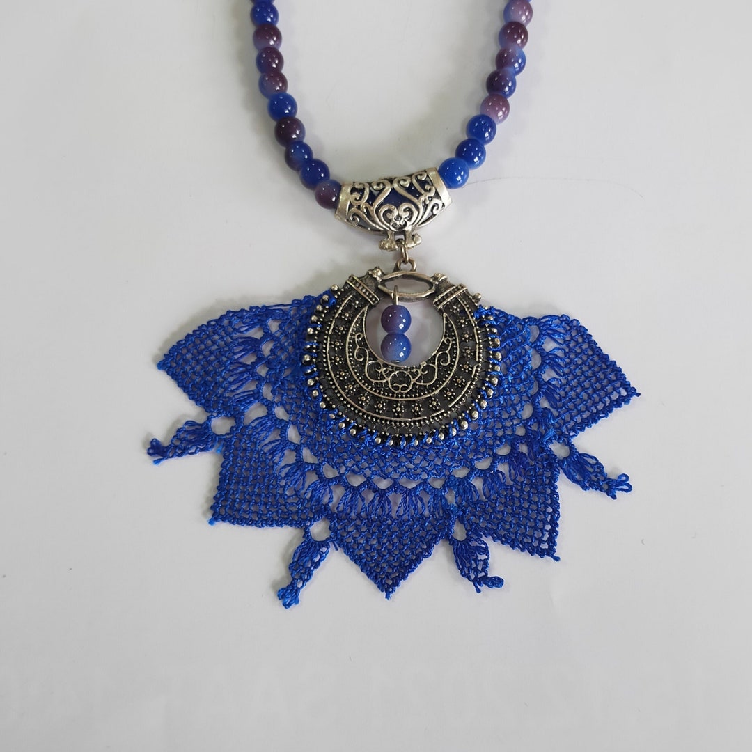 Turkish Silver Necklace,ethnic Needle Lace Necklace,handmade Necklace ...