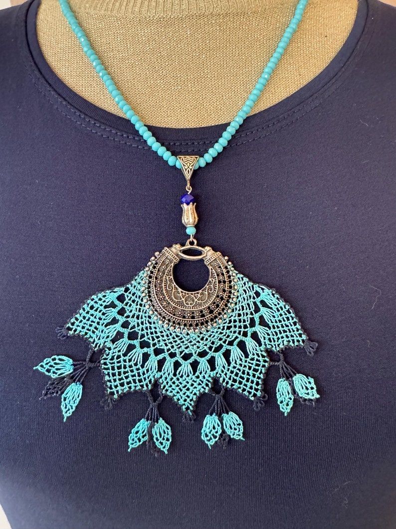 Turquoise Beaded Necklace,turkish Women Necklace,ethnic Necklace ...