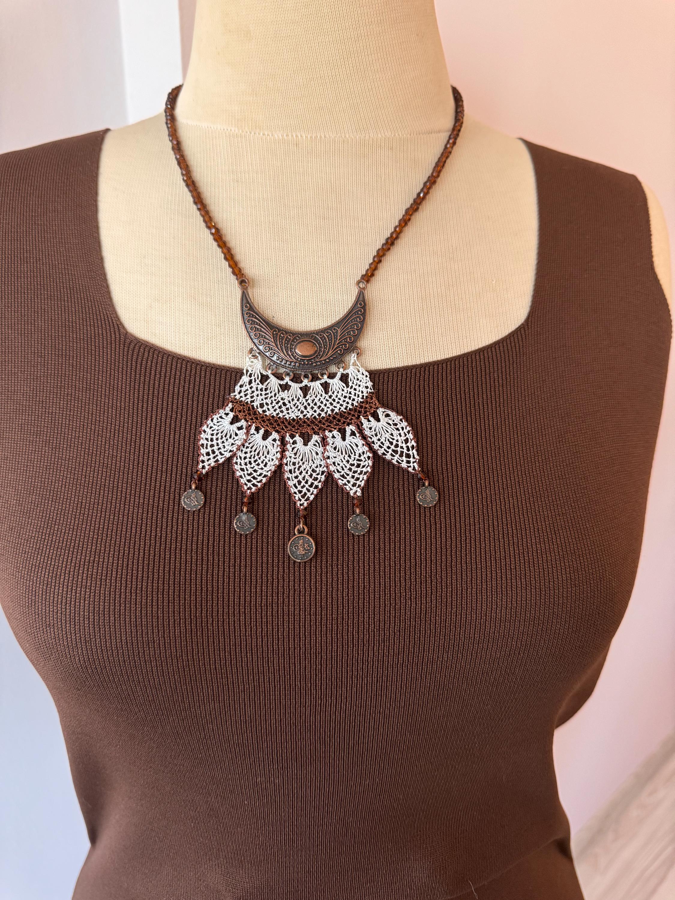 Traditional Needle Lace Necklace,turkish Necklace,handmade Crochet ...