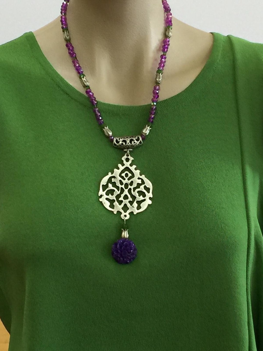 Traditional Beaded Necklaceturkish Women Necklacepurple - Etsy