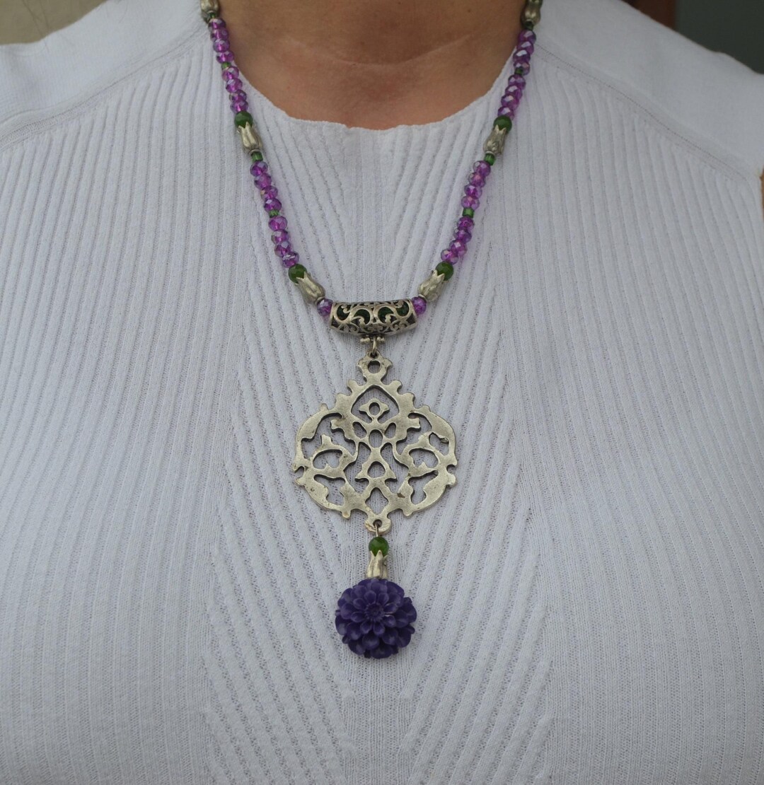 Traditional Beaded Necklace,turkish Women Necklace,purple Beaded ...