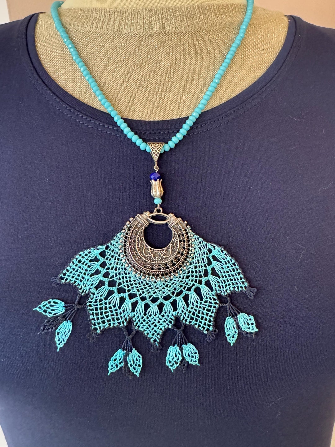 Turquoise Beaded Necklace,turkish Women Necklace,ethnic Necklace ...