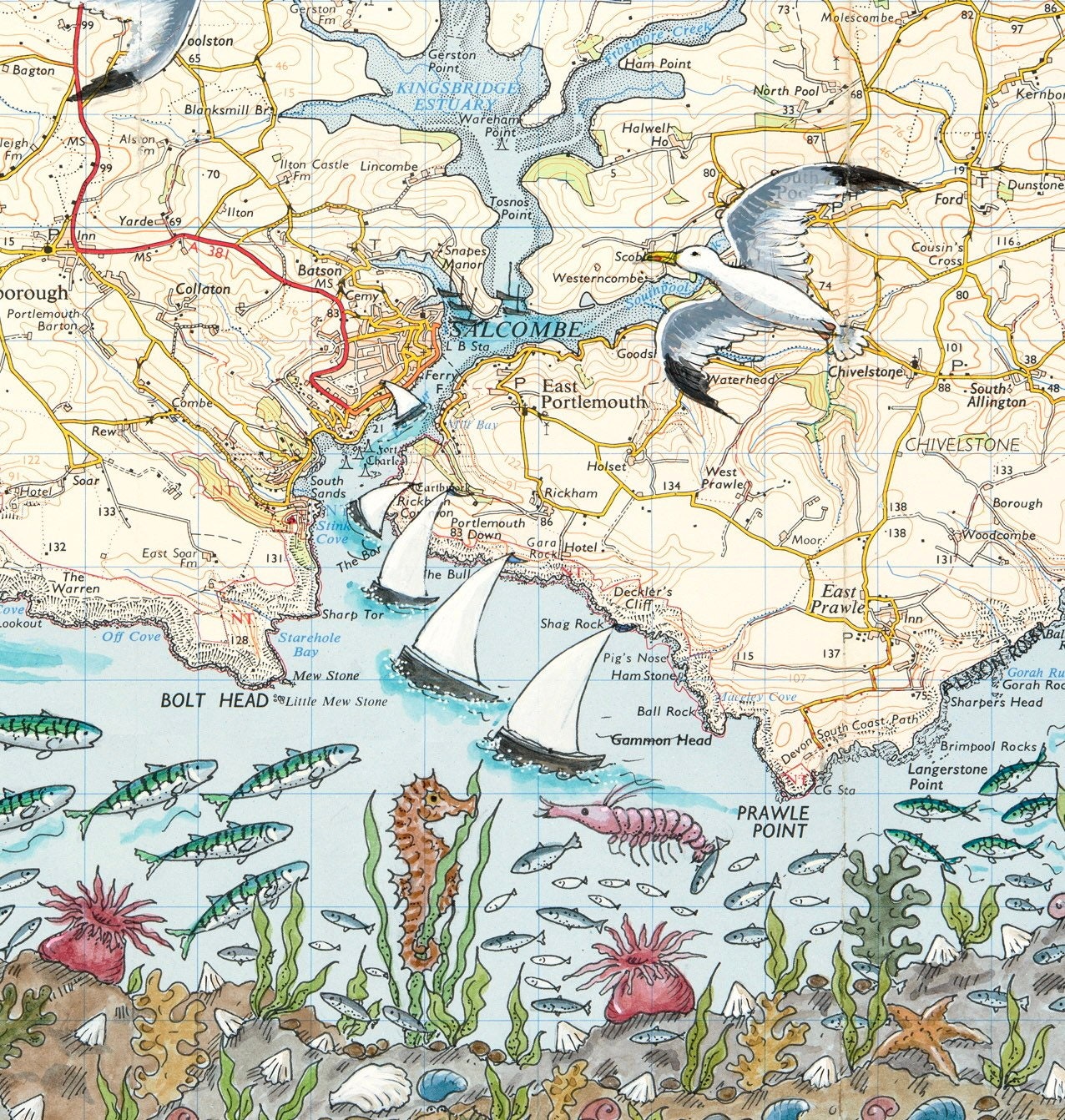 Salcombe Estuary Devon. Rockpools Holidays Seaside - Etsy UK