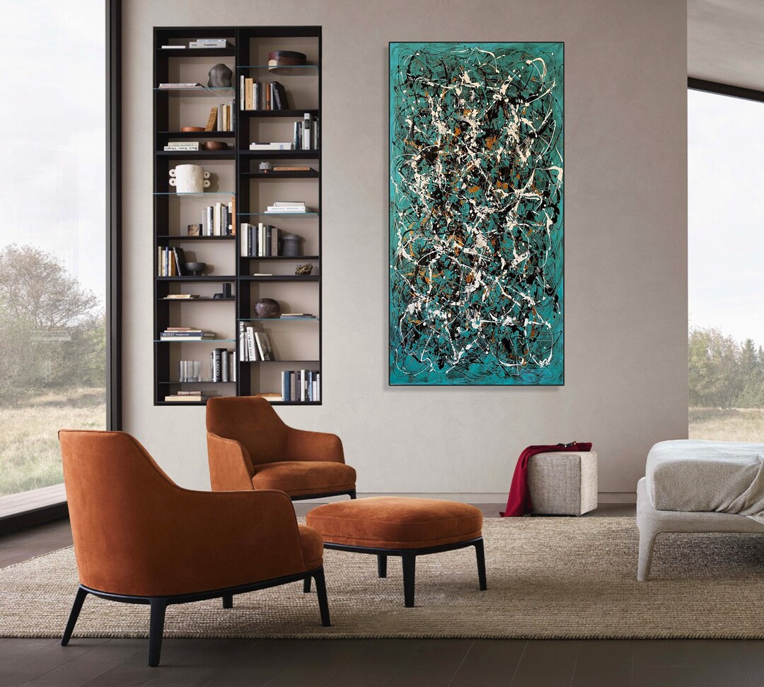 Jackson Pollock Style Paintings Texture Art on Canvas Oil Green Art ...