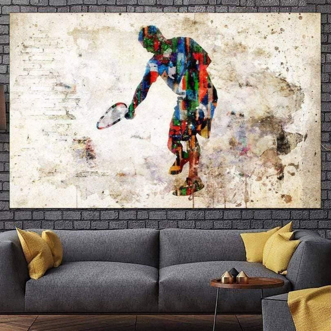 Abstract Tennis Player Wall Art Sports Canvas Print Racket Sports Decor ...