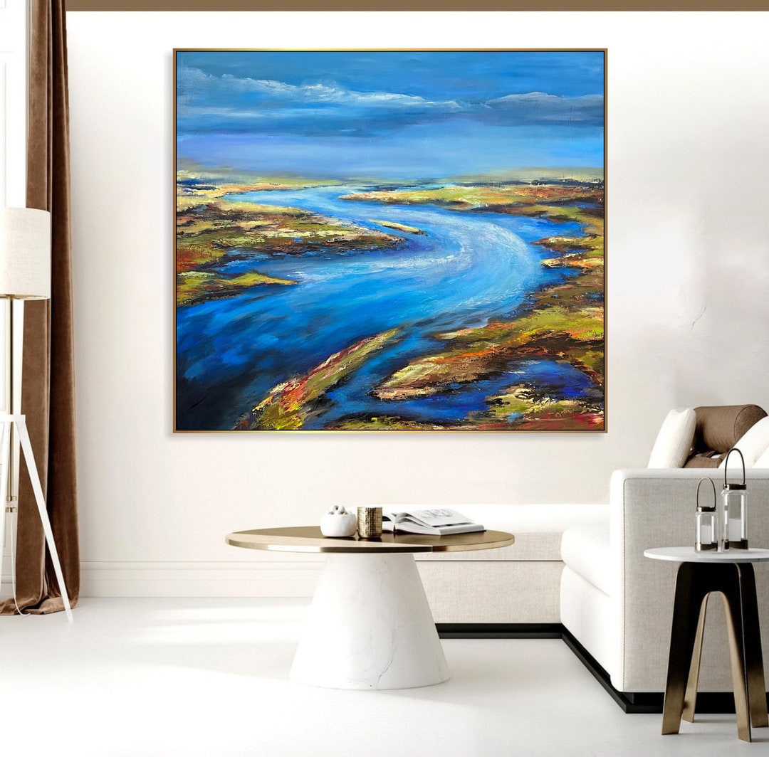Abstract Blue River Natural Beauty Art Horizon Abstract Landscape Art ...
