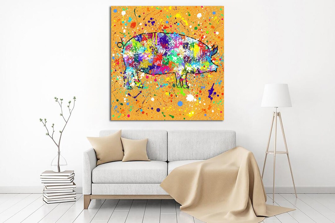 Abstract Pig Wall Hanging Poster Colorful Swine Print on - Etsy