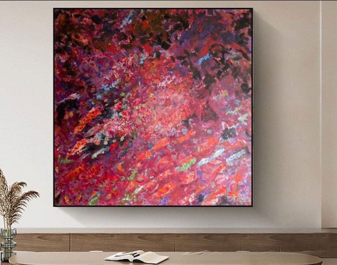 Abstract Red Oil Artwork Canvas Painting Acrylic Minimalist Art ...