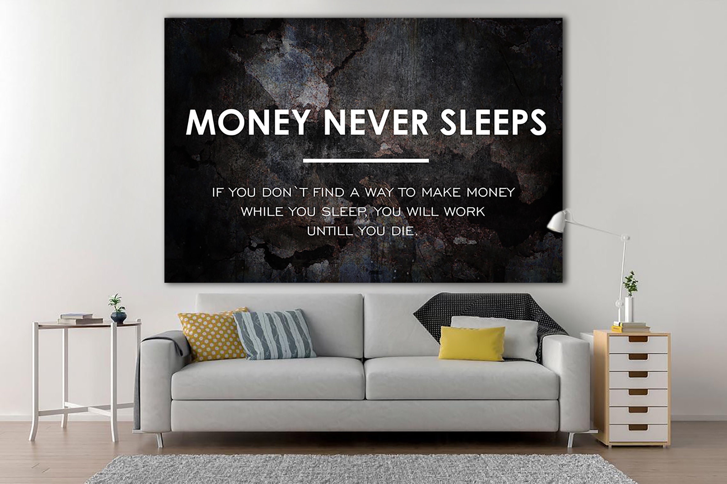 Money Never Sleeps Canvas Art Money Poster Print Motivational - Etsy UK