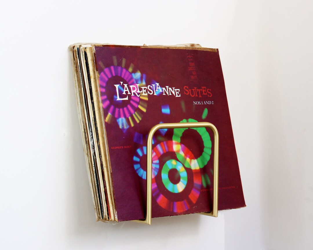 Wall Mounted Vinyl Record Display Brass 12 LP Album Holder. - Etsy