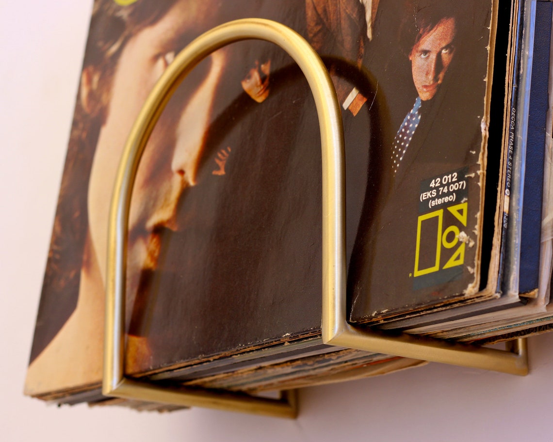 Wall Mounted Vinyl Record Display Shelf. Brass 12 LP | Etsy