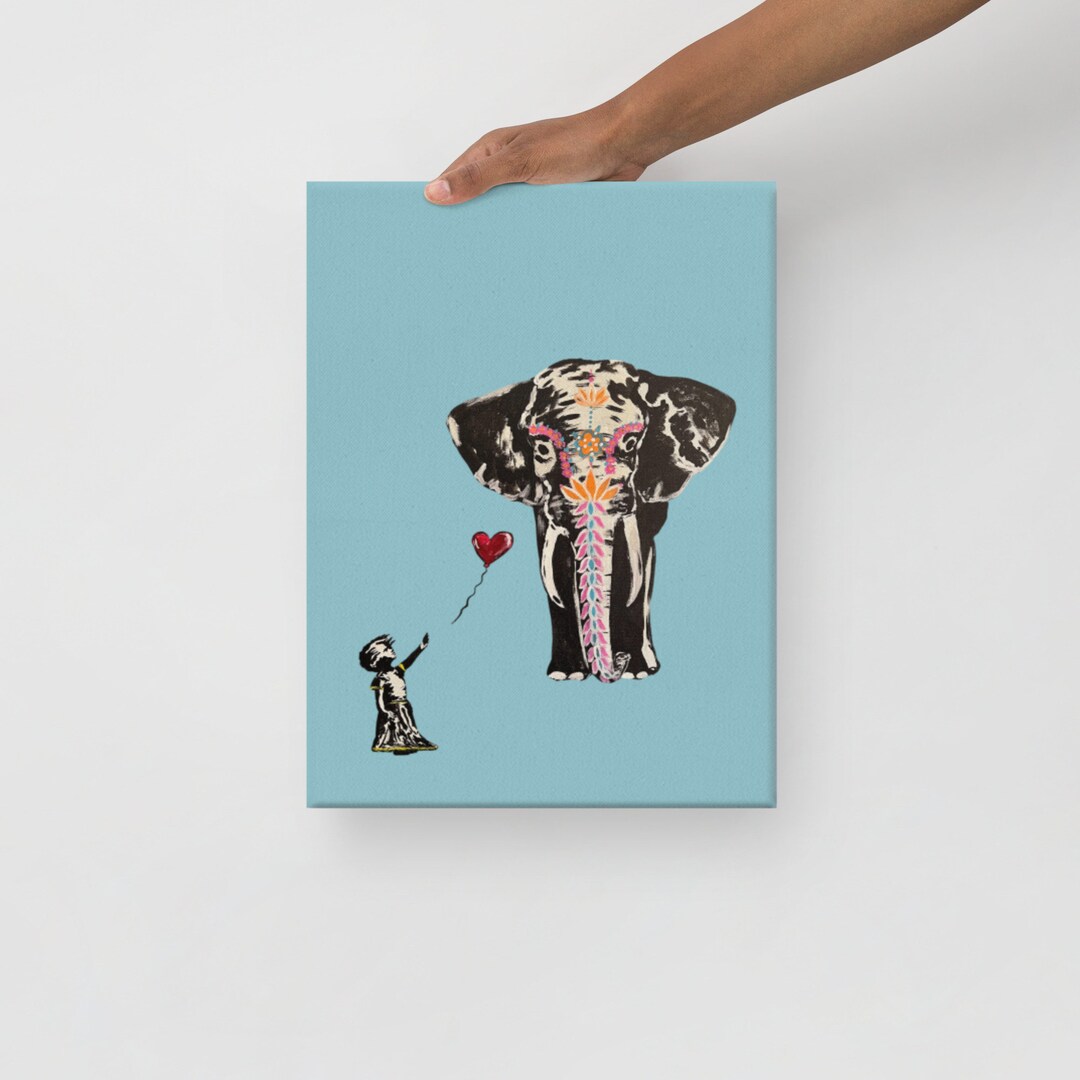 Banksy Inspired Indian Desi Balloon Girl With Elephant Canvas Painting ...