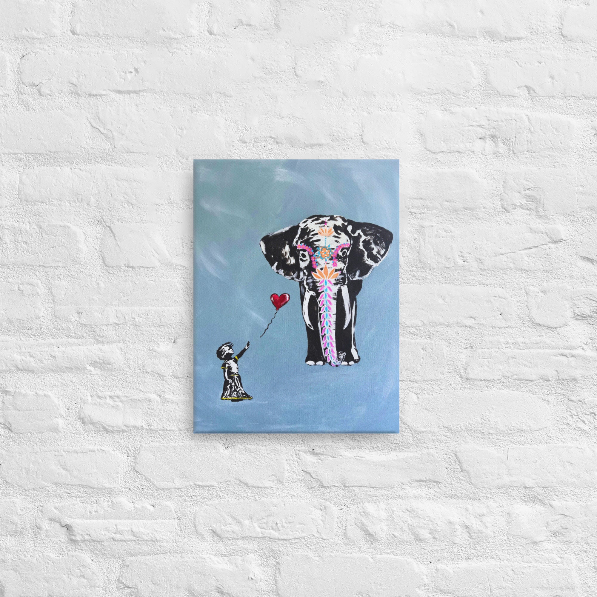 Banksy Inspired Indian Desi Balloon Girl With Elephant Canvas - Etsy