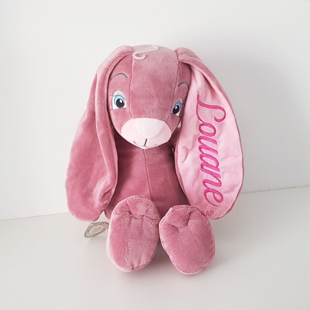Customizable XL Pink Rabbit Soft Toy by Attachesandperles - Etsy