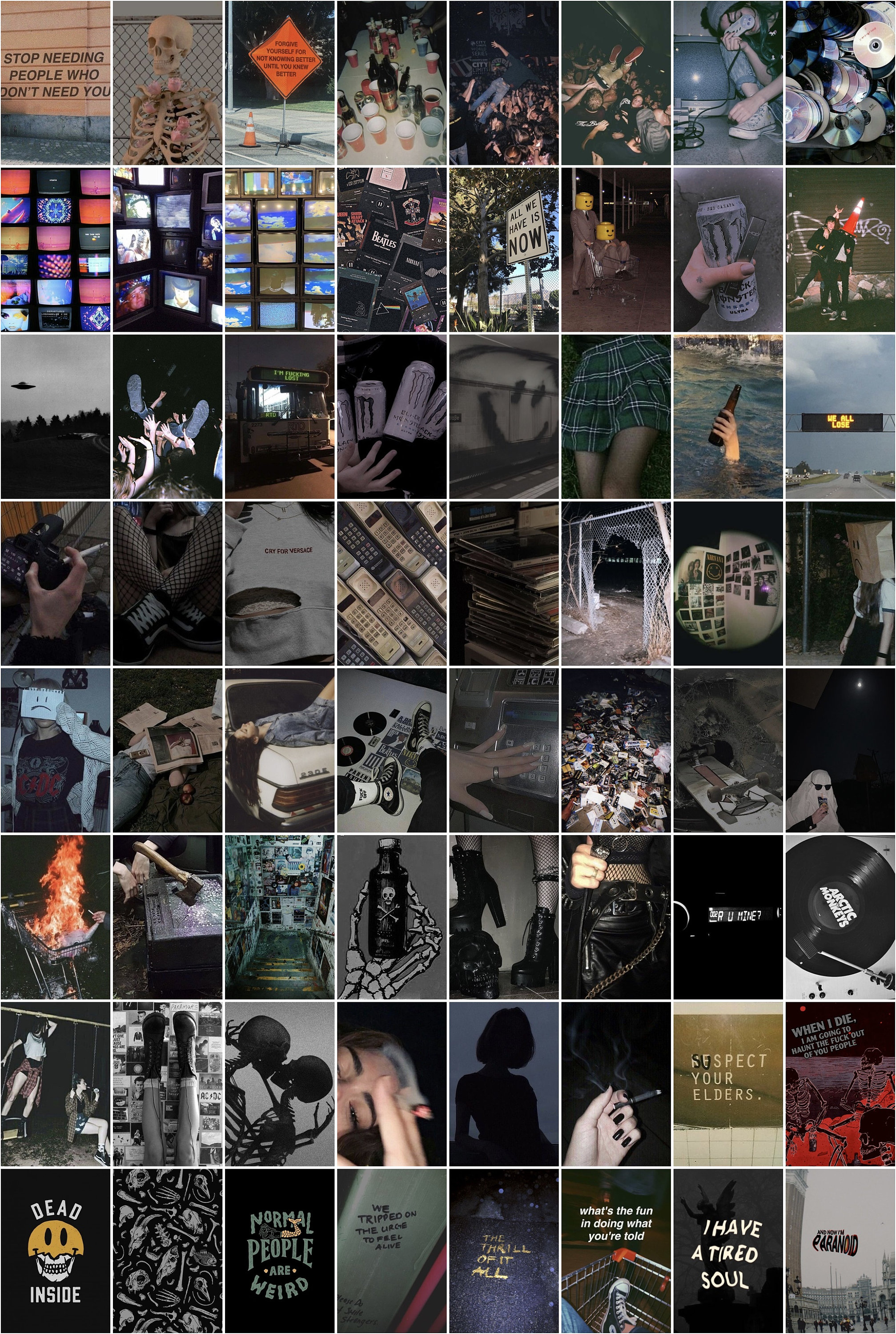113 Pcs Grunge Collage Kit, Black Wall Collage Aesthetic Poster, Room ...