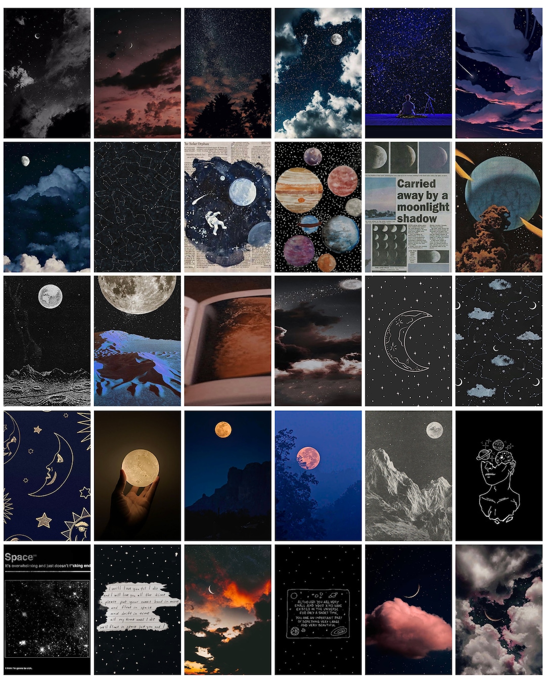 Moon and Stars Wall Album Style Photo Collection, Trendy Decor, 131 Pcs ...