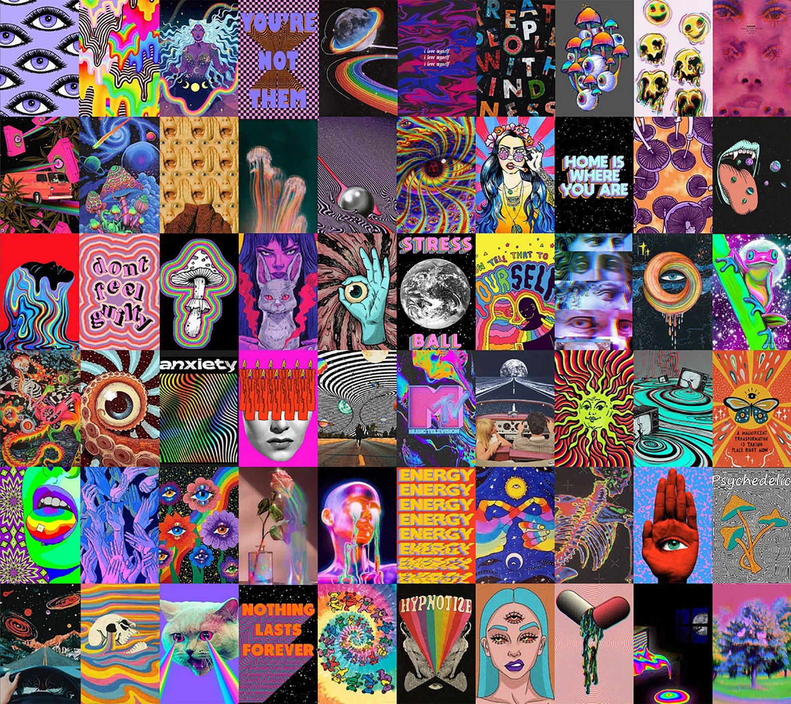 Aestetic Indie/retro Wall Collage Kit Wall Collages - Etsy