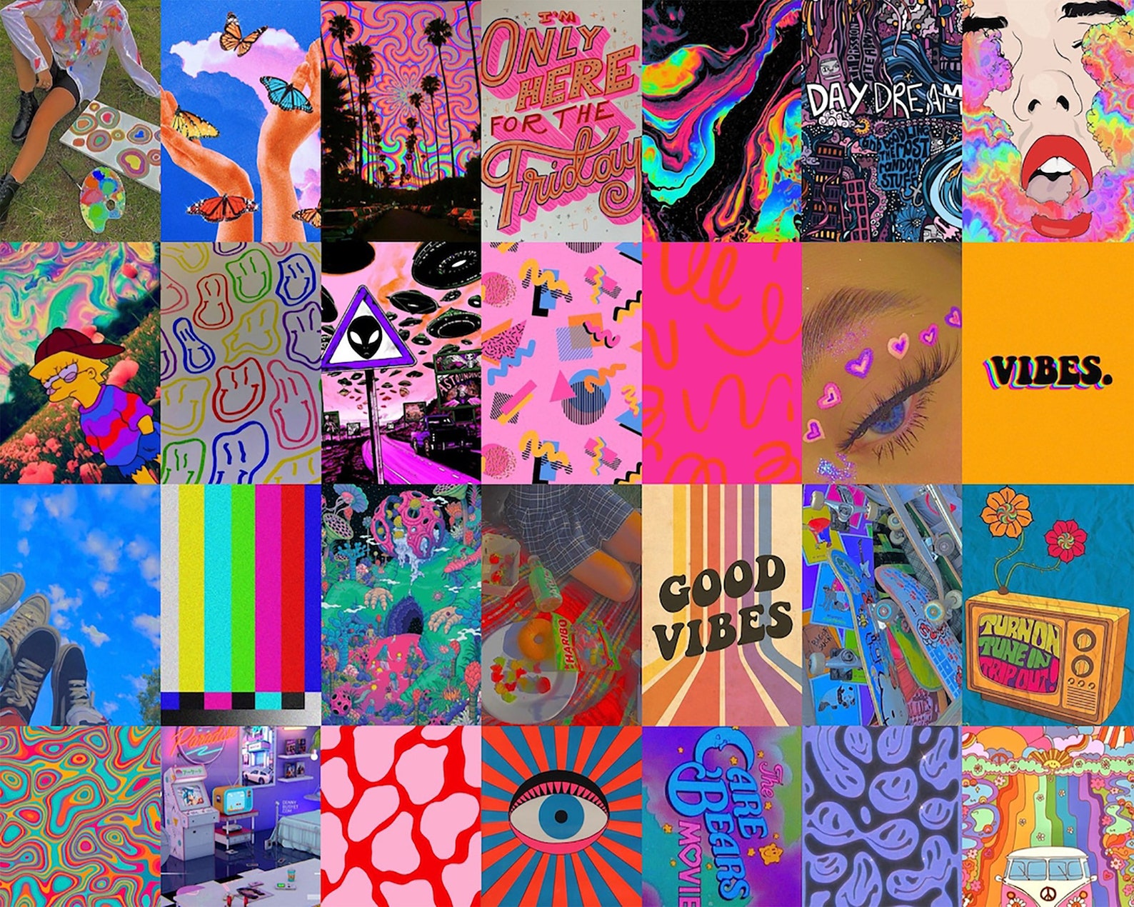 Indie Wall Collage Kit Aesthetic Room Decor Retro Wall - Etsy