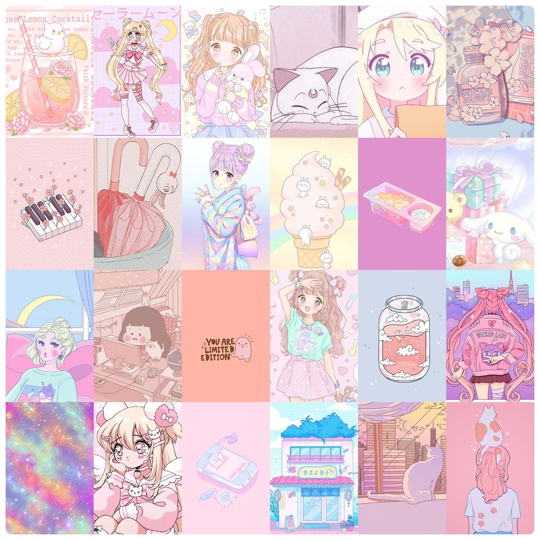 Kawaii Aesthetic Wall Collage Kit 104 Pcs, Anime Room Decor Wall ...