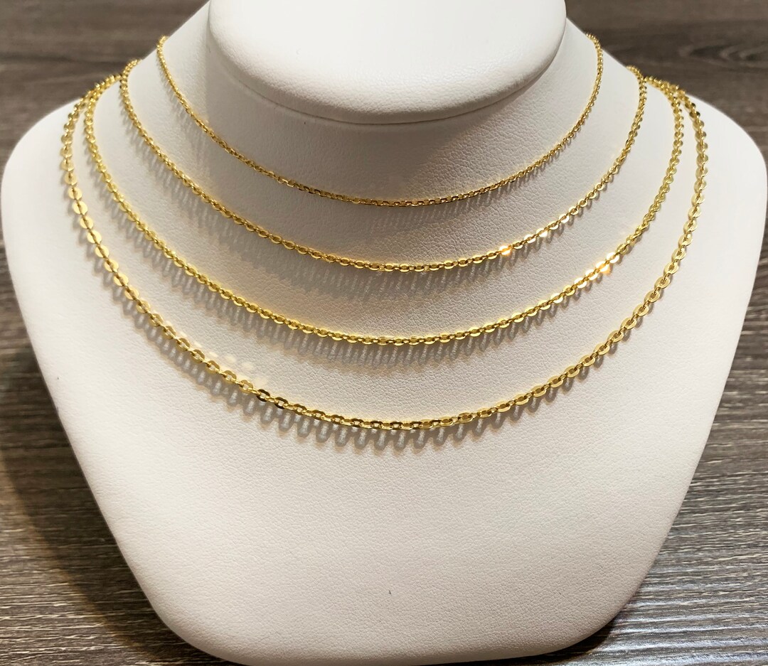 14k Solid Yellow Gold(1mm/1.5mm/2mm/2.8mm)classic Stylish Shinny ...