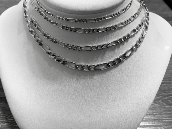 14k Solid White Gold2mm 3mm 4mm 5mmsolid Figaro Chain up to 24inch classic Timeless Shinny Thick Sturdy Solid Gold Chain for Men Women Etsy