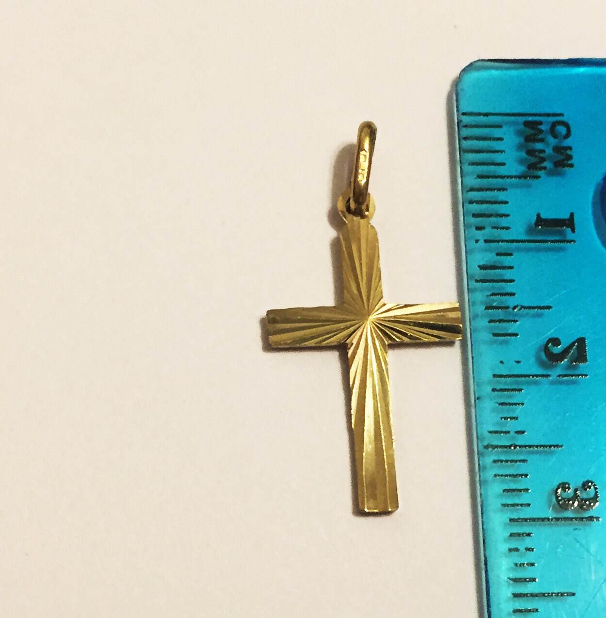10k Solid Yellow Gold(1"inch)sunshine Engraved Cross, Work of Art Fancy ...
