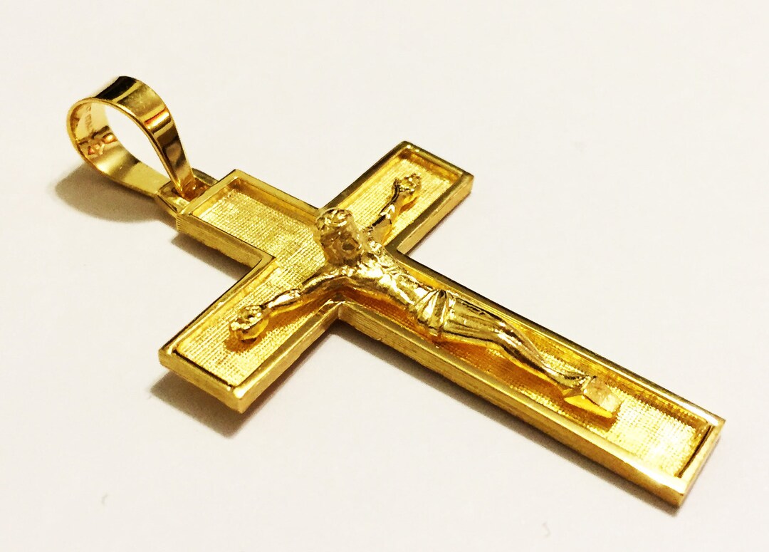 18k Solid Yellow Gold(2"inch)unique Rare Find Crucifix Cross, Large ...