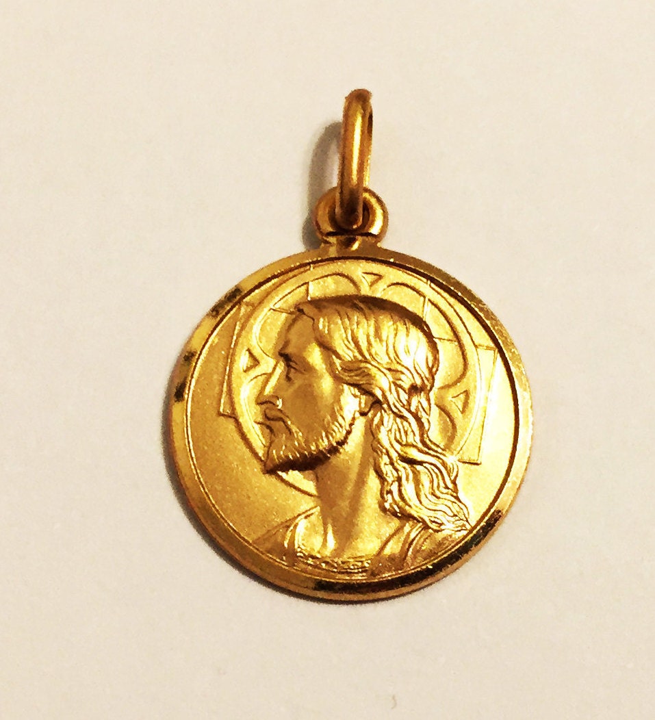 10k Solid Yellow Gold Jesus Medal Pendant(12mm/17mm)work of Art ...