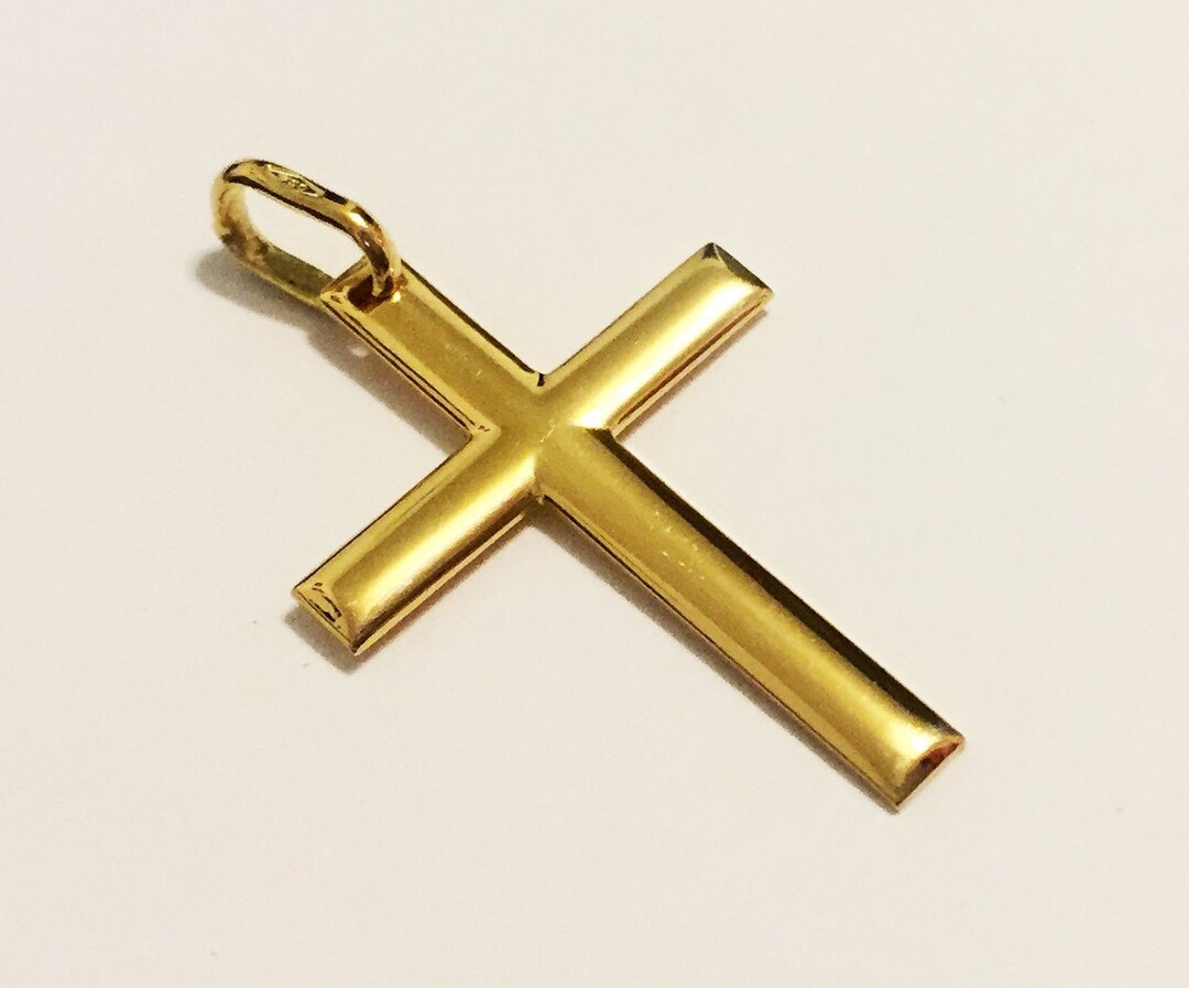 Cruz de diseño clásico de oro amarillo/blanco macizo de 18k - Etsy España