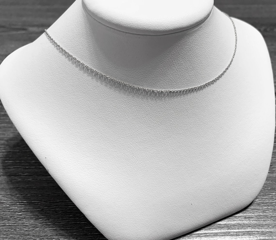 18k Solid White Gold Italian Cable Chain up to 24"inch(1mm,1.5mm,2mm ...