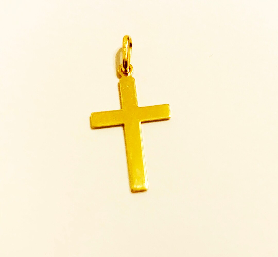 14k Solid Yellow Gold(1"inch)engravable Cross, Smooth Finishing Stylish ...
