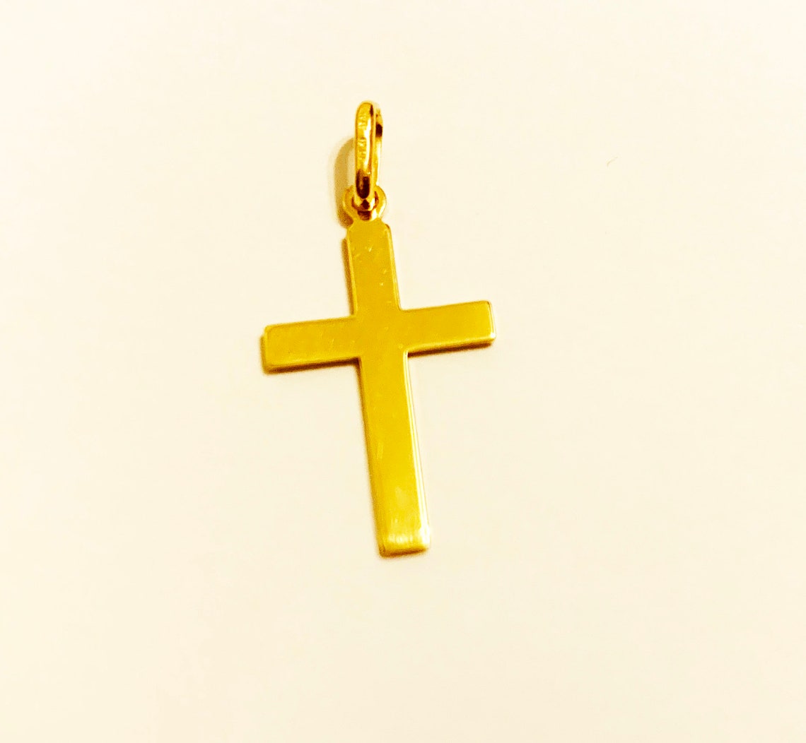 14k Solid Yellow Gold1inchengravable Cross - Etsy
