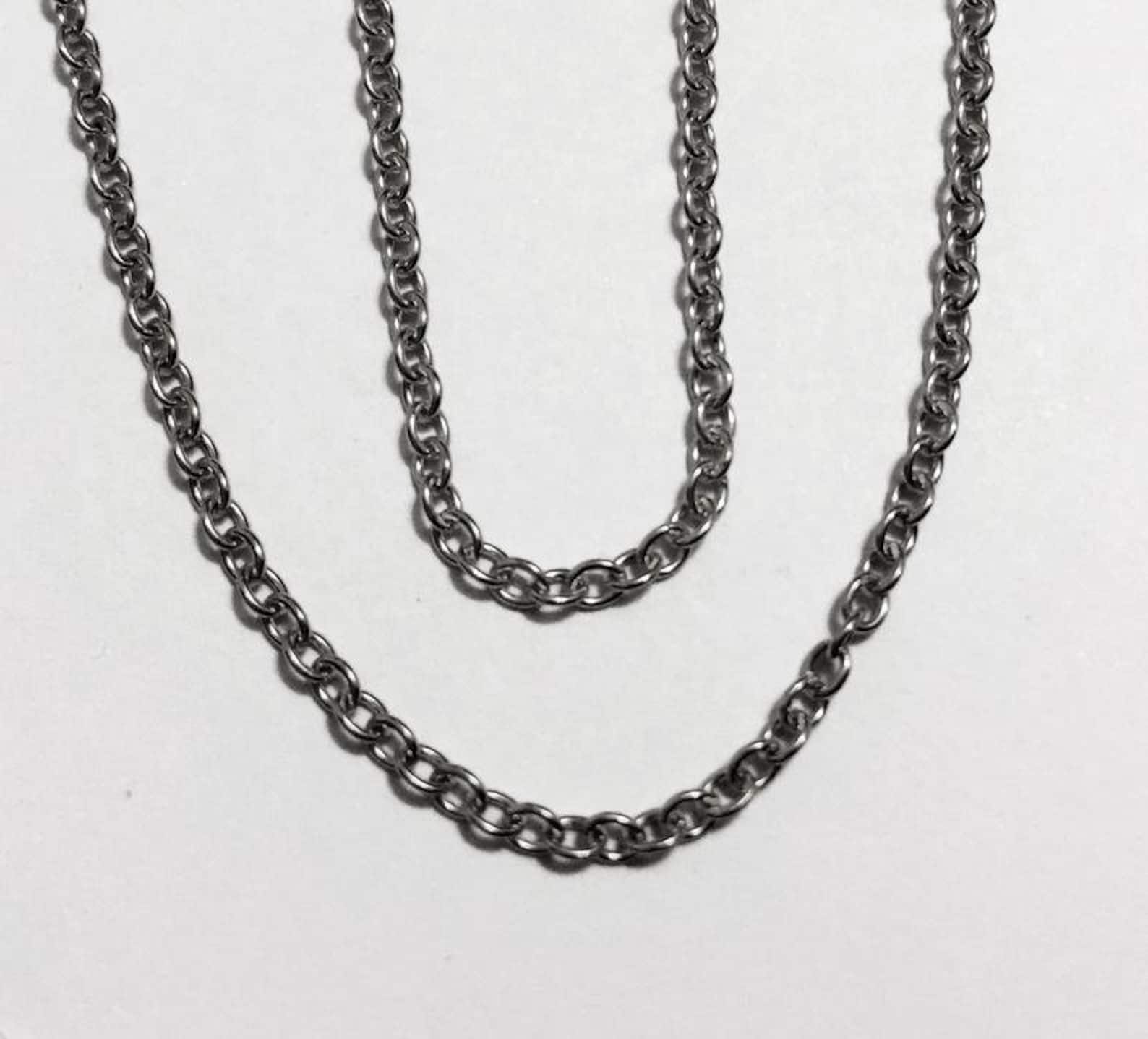 18k Solid White Gold Italian Cable Chain up to 24"inch(1mm,1.5mm,2mm ...