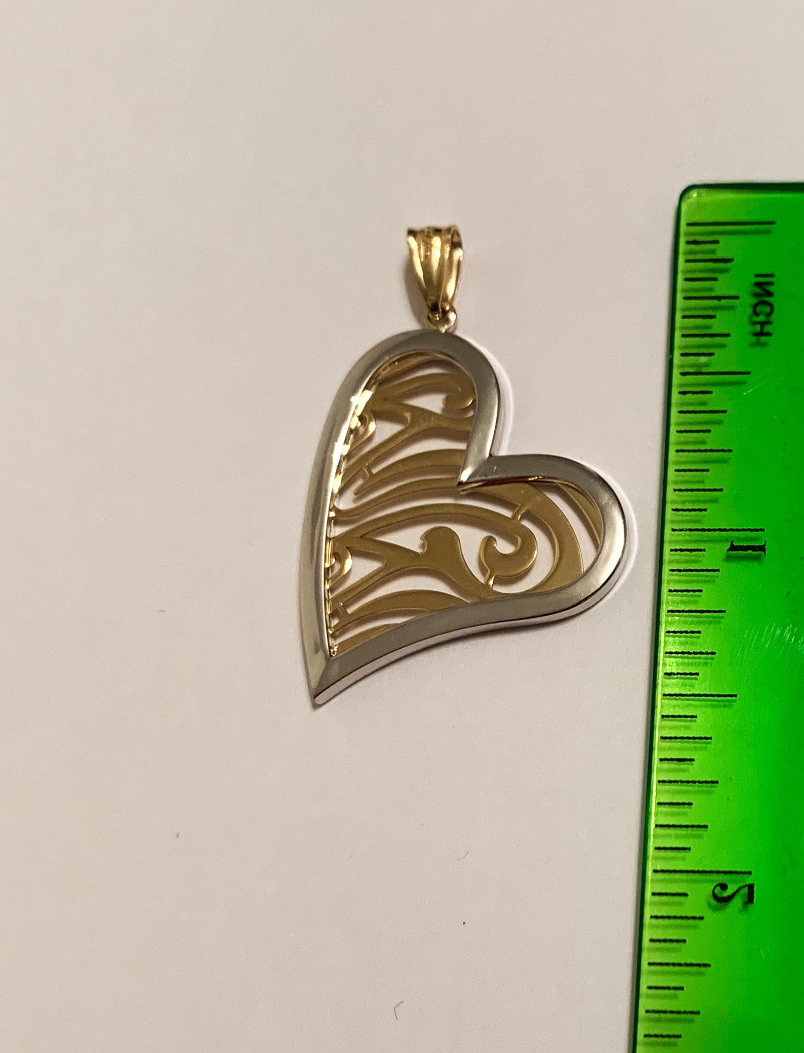 10k Solid Two Tone Gold1.50large Filigree Heart - Etsy