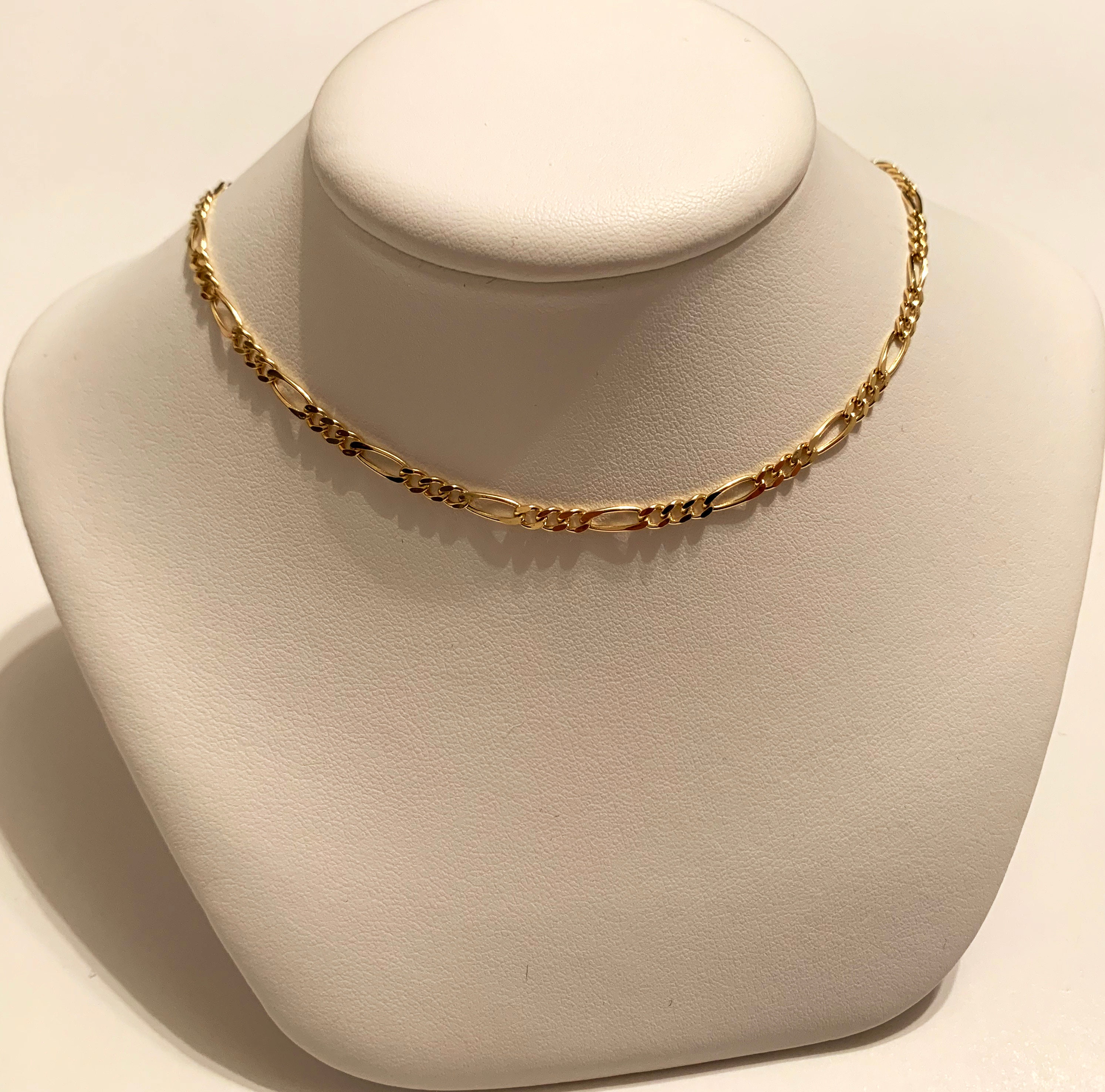 18k Solid Yellow Gold3mmhollow Figaro Chain up to - Etsy