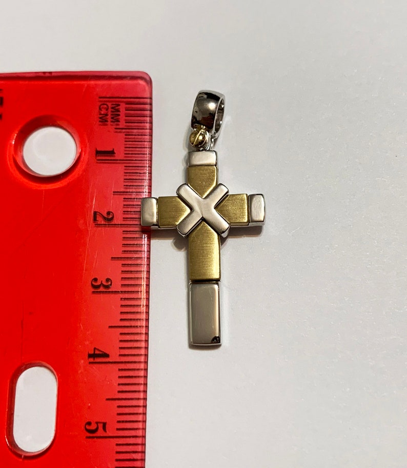 18k Solid Two Tone Gold(1.5"inch)unique Design Cross, Classic Stylish ...