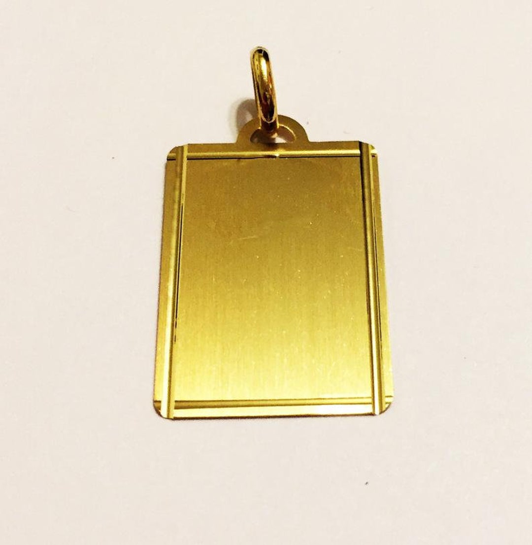 18k Solid Yellow Gold(1"inch/1.3"inch)engraving Pendant, Classic ...