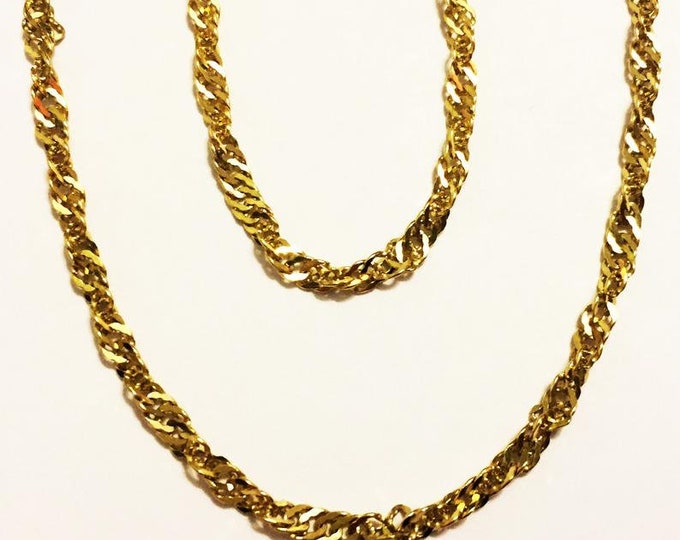 10k Solid Yellow Gold(1mm/1.4mm/1.8mm/2mm/2.5mm)trendy Venetian Curb ...