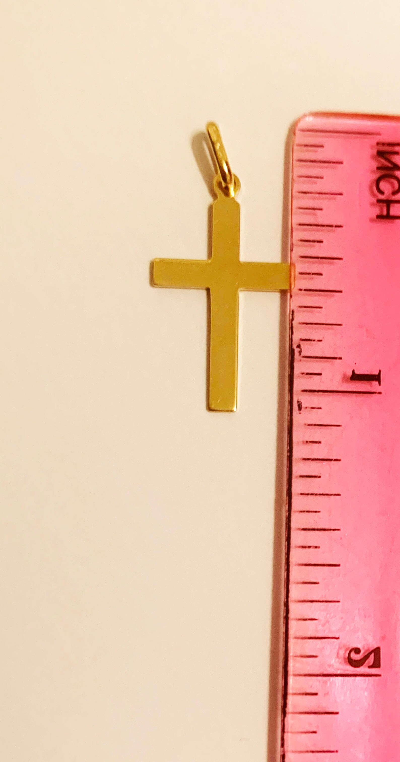 14k Solid Yellow Gold(1"inch)engravable Cross, Smooth Finishing Stylish ...