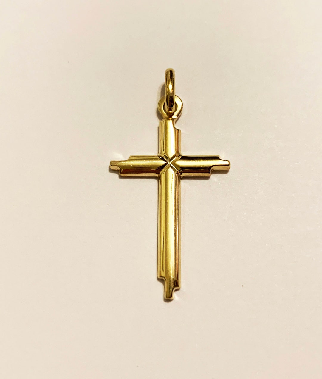 14k Solid Yellow Gold1.50inchunique Design Cross, Smooth Finishing ...