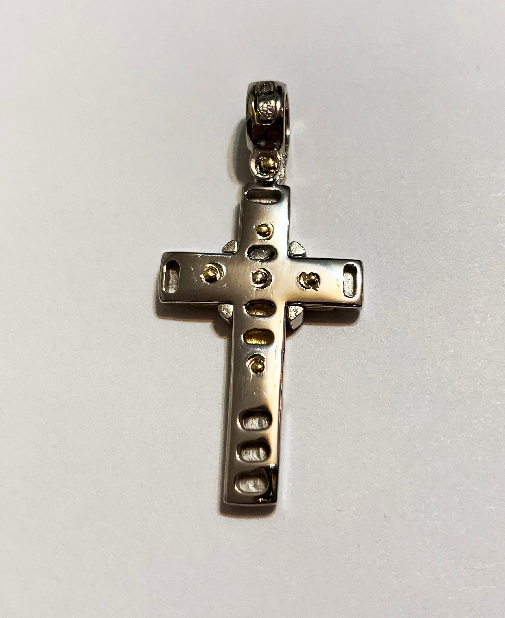 18k Solid Two Tone Gold(1.5"inch)unique Design Cross, Classic Stylish ...
