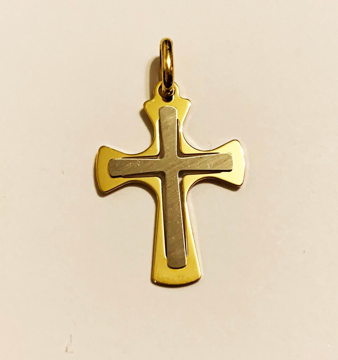 18k Solid Two Tone Gold(1.25"inch)high End Cross, Unique Work of Art ...