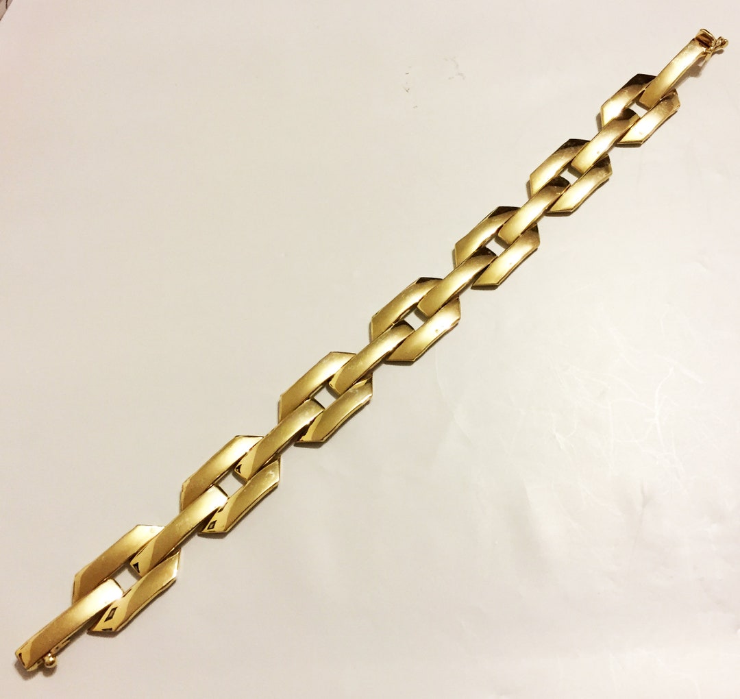 10k Solid Yellow Gold12mm Thickhigh-end Unique Design Bracelet/7.25inch ...