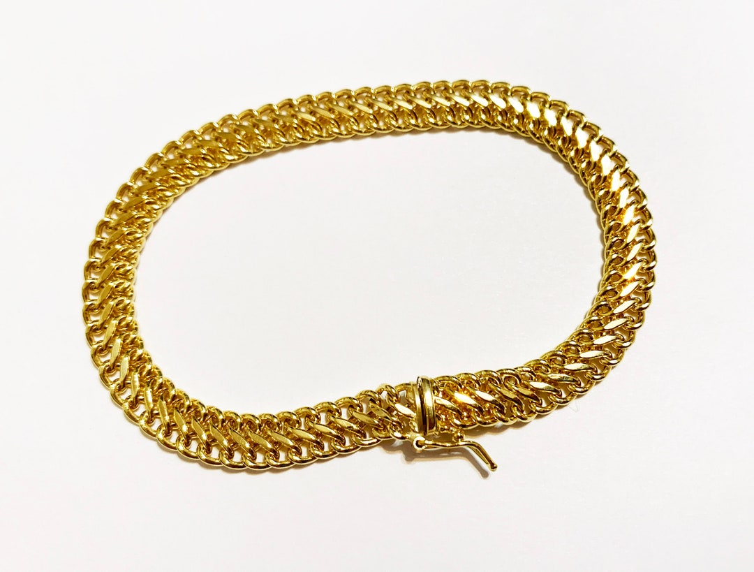 18k Solid Yellow Gold Bracelet(7mm Thick)seduza Bracelet/7.5"inch/rare ...