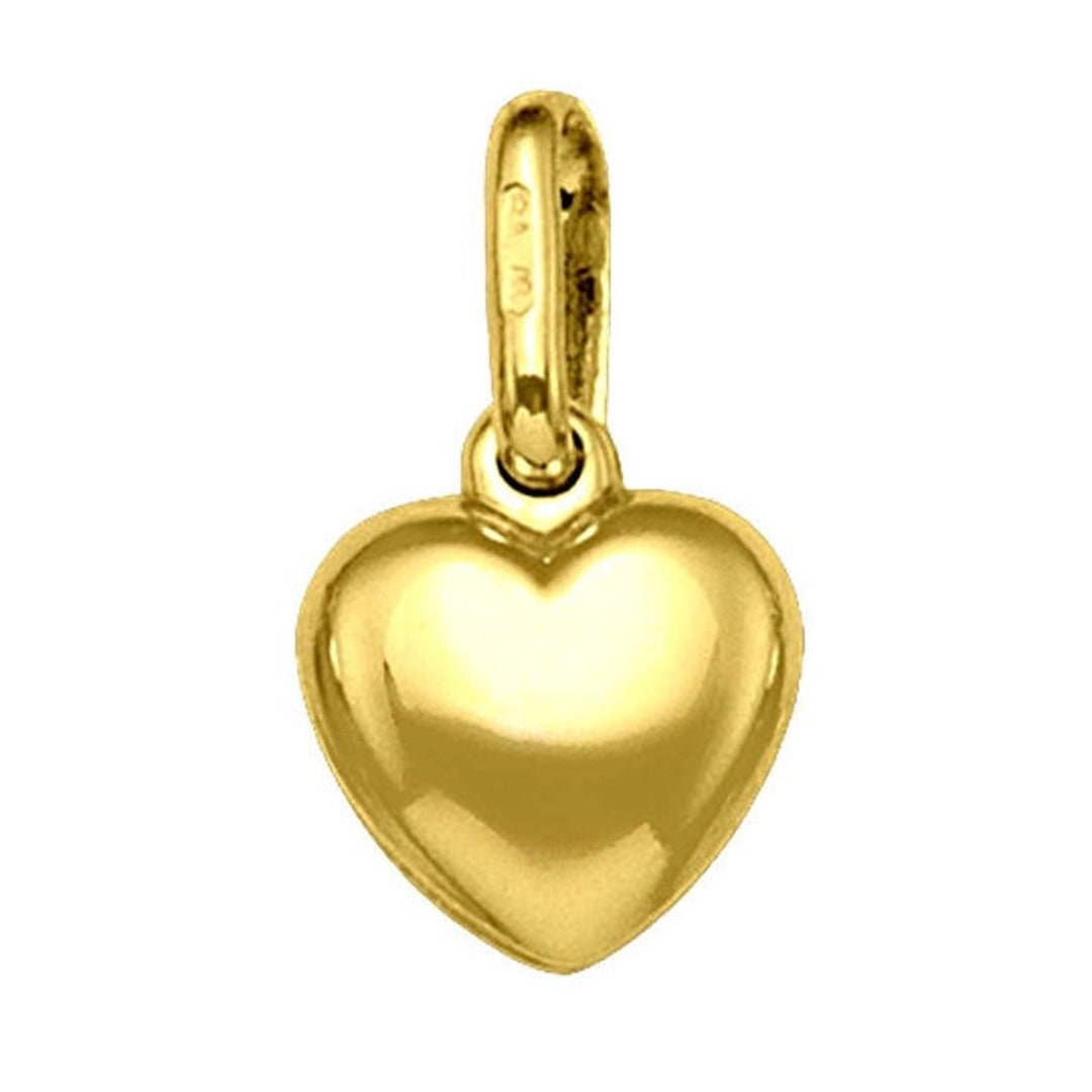 10k Solid Yellow/white Gold Puffed Heart Pendant(15mm/18mm/23mm)trendy ...