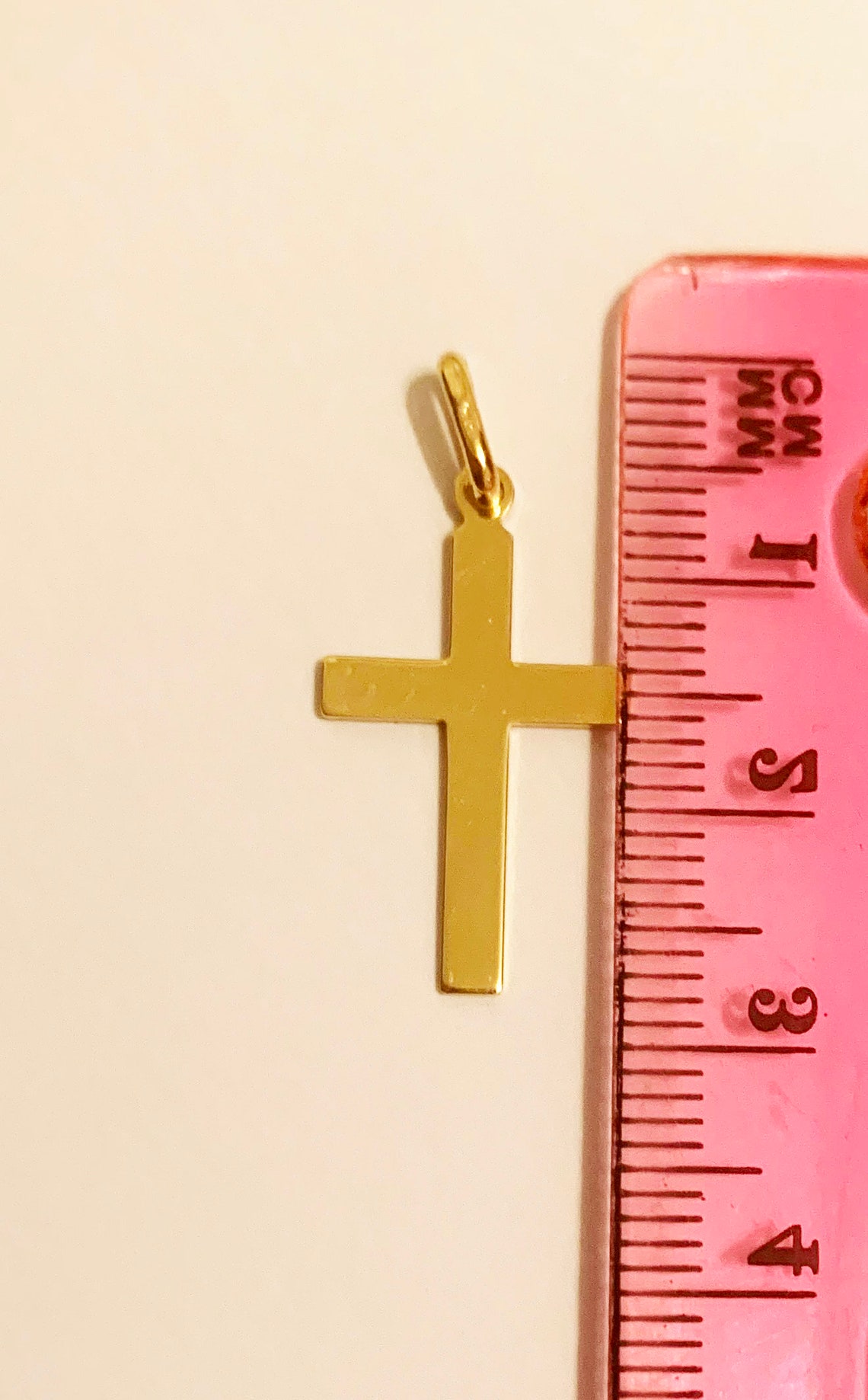 18k Solid Yellow Gold1inchengravable Cross | Etsy